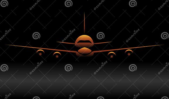 Gold airplane silhouette stock vector. Illustration of arrival - 20977534