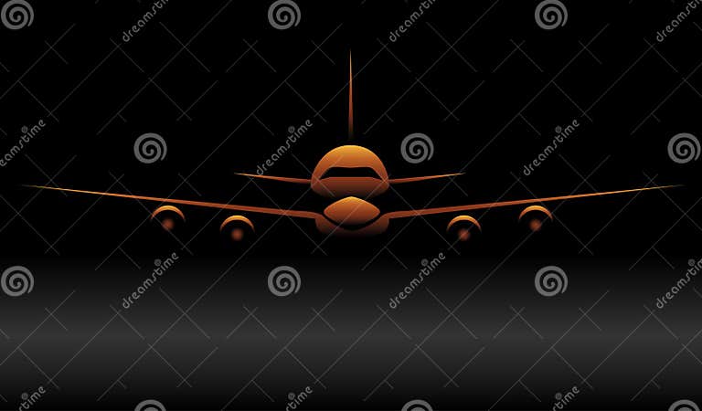 Gold airplane silhouette stock vector. Illustration of arrival - 20977534