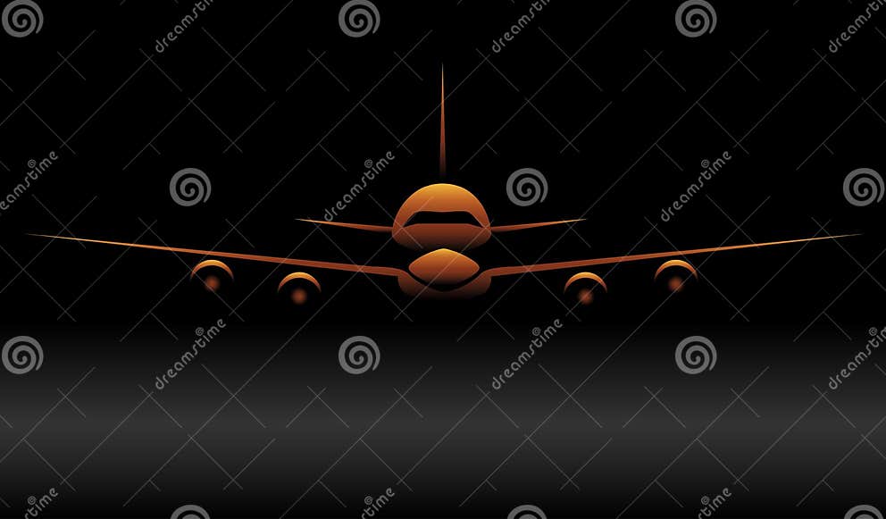 Gold airplane silhouette stock vector. Illustration of arrival - 20977534