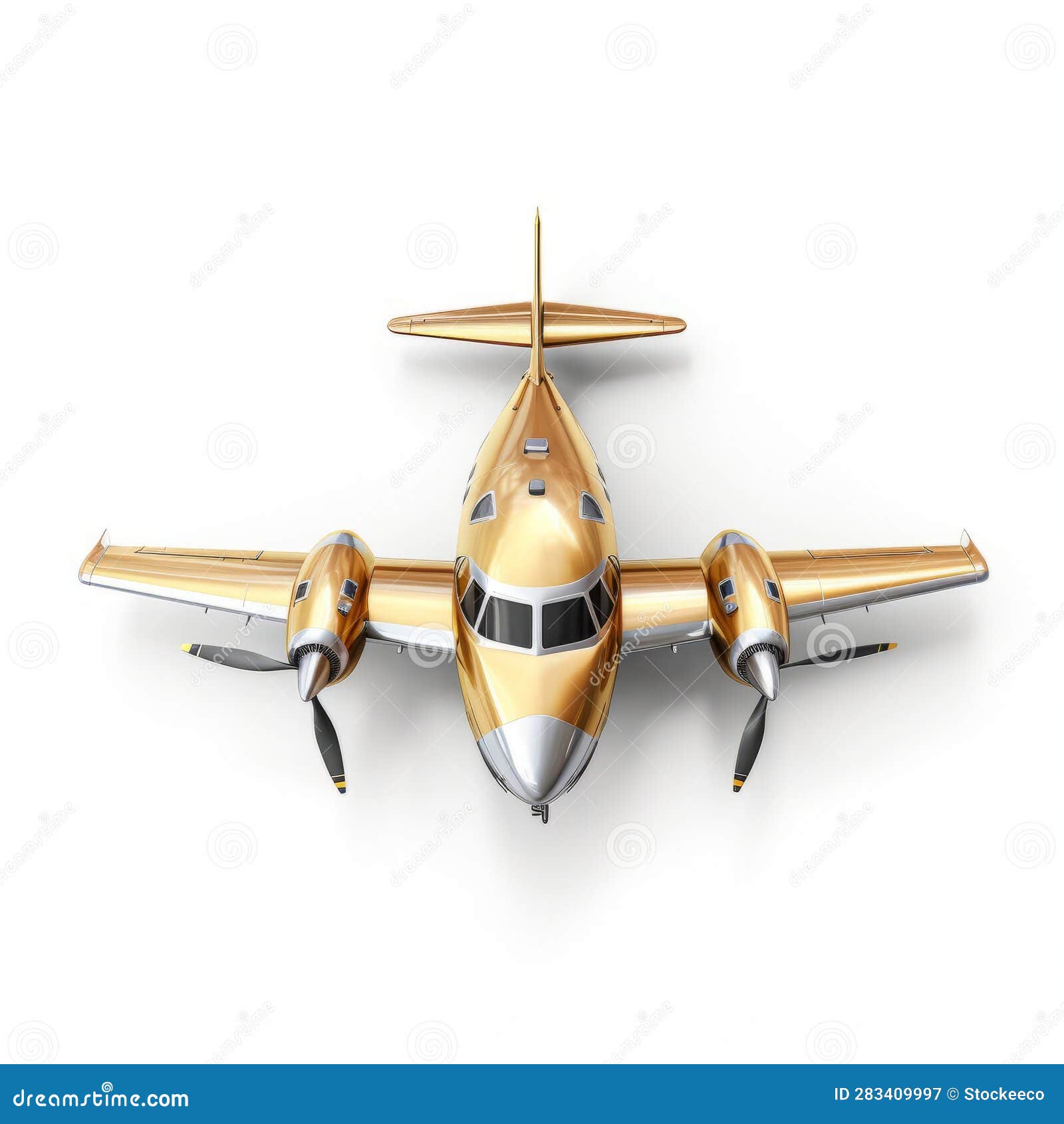 Luxurious Gold Jet Airplane in Aerial View Stock Illustration ...