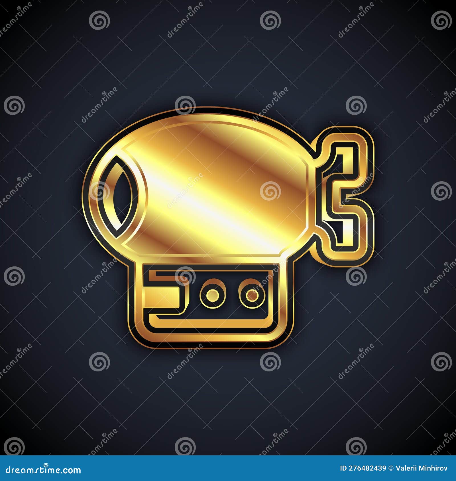 Gold Airship Icon Isolated on Black Background. Vector Stock ...