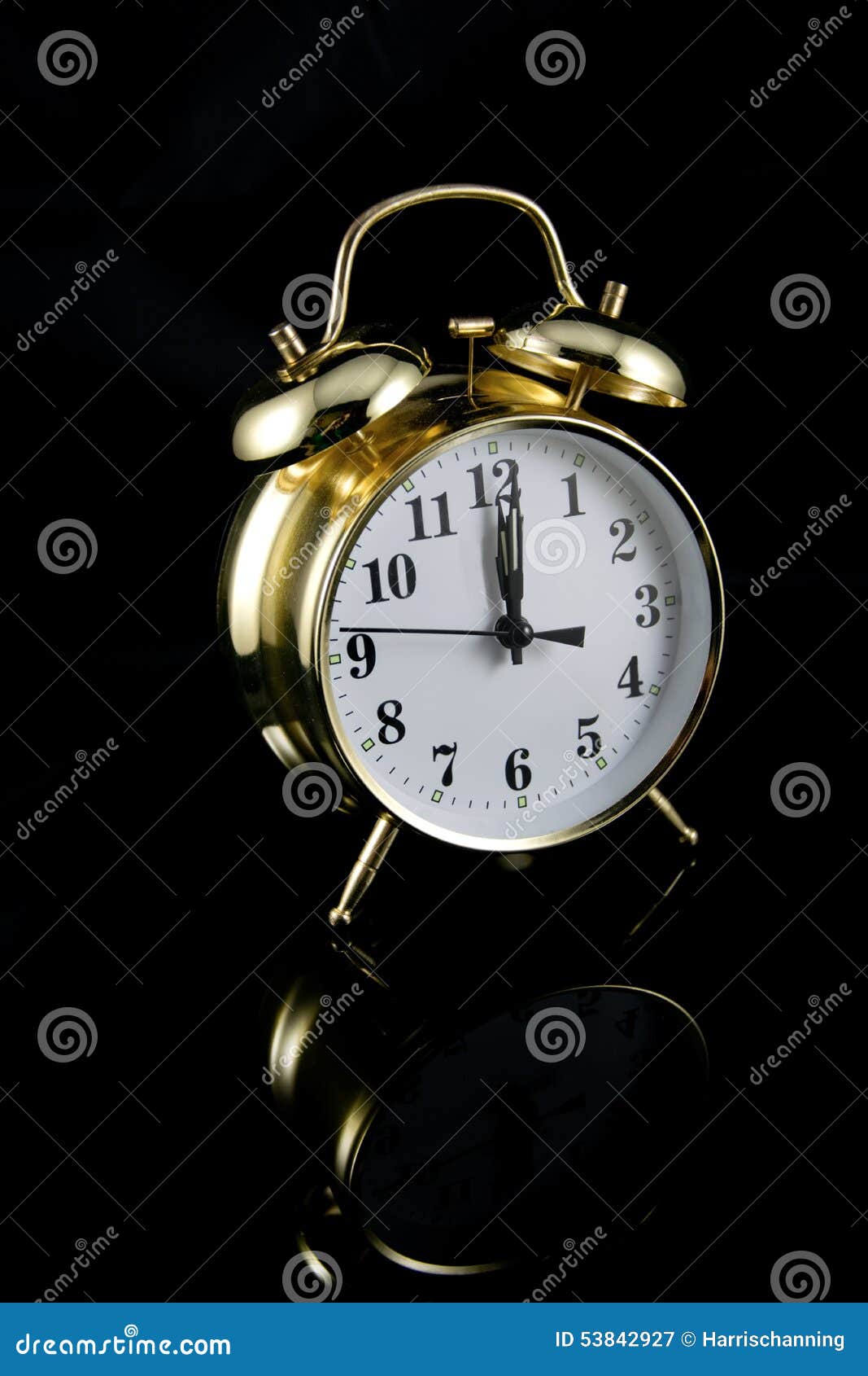 Gold Alarm Clock stock image. Image of time, noon, gold - 53842927