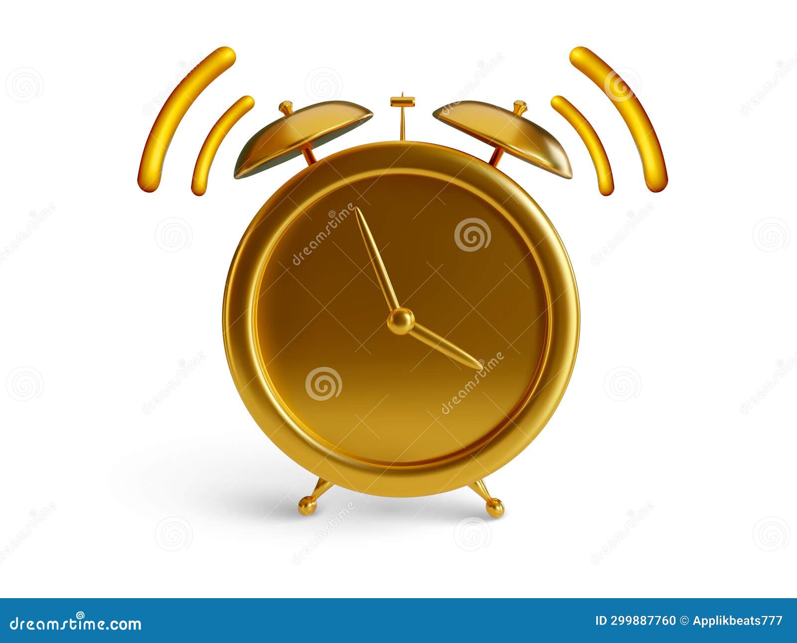 Gold Alarm Clock Isolated on White Background. Vector Illustration ...