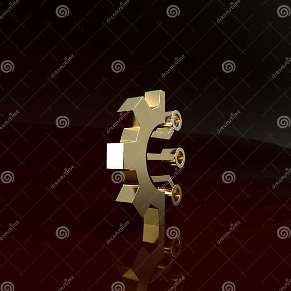Gold Algorithm Icon Isolated On Brown Background Algorithm Symbol Design From Artificial