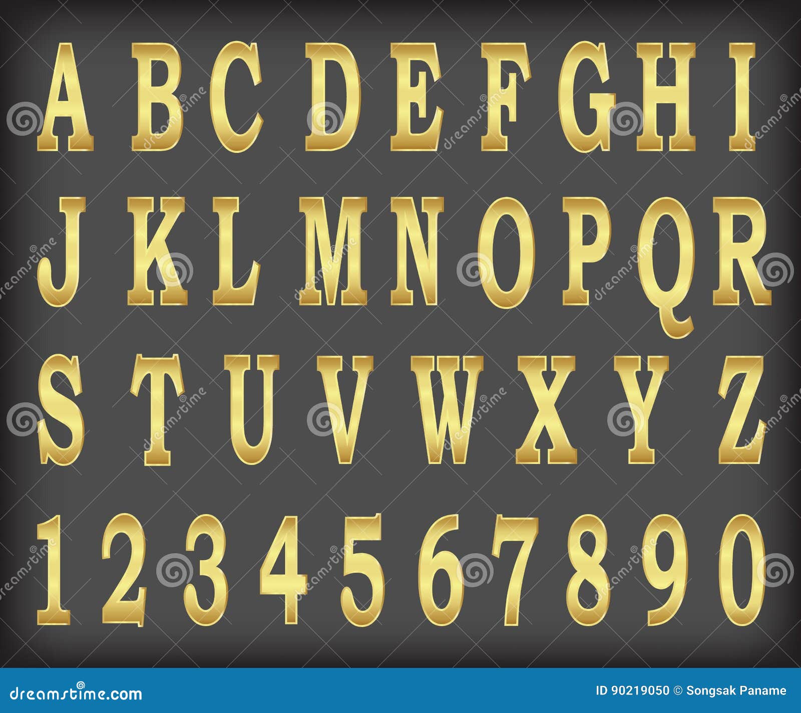 Gold alphabet set stock illustration. Illustration of gold - 90219050