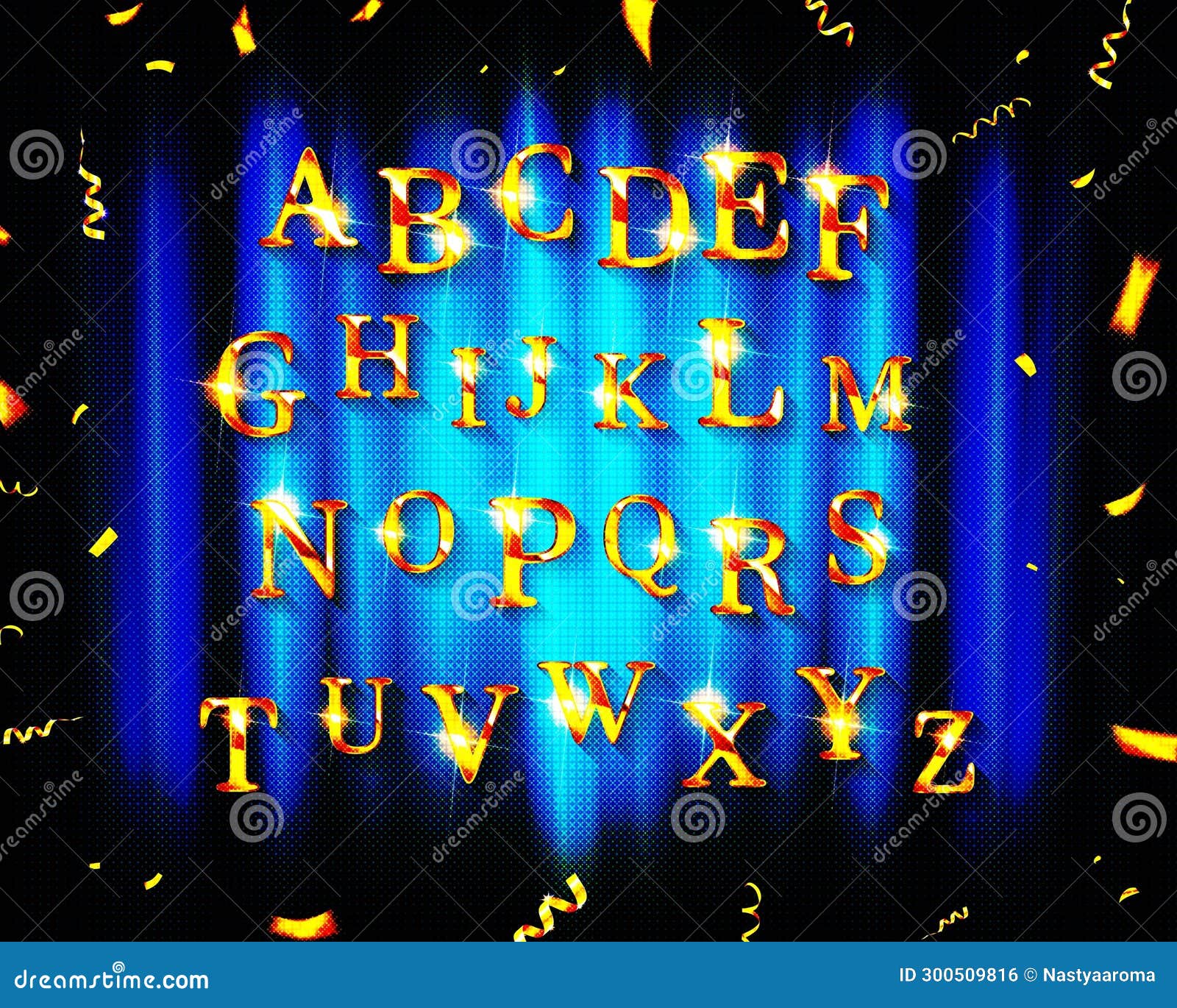 Gold Alphabetic Fonts and Numbers Stock Illustration - Illustration of ...