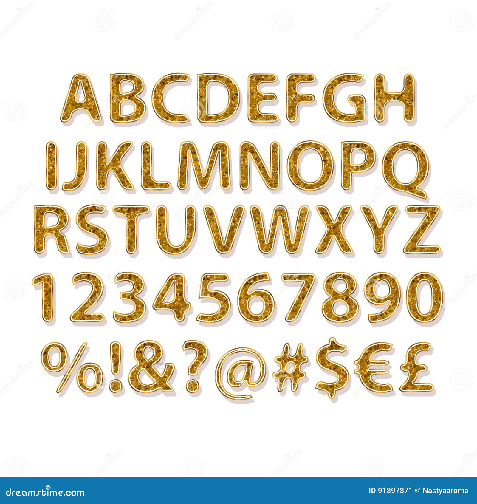 Gold Alphabetic Fonts and Numbers Stock Vector - Illustration of design ...
