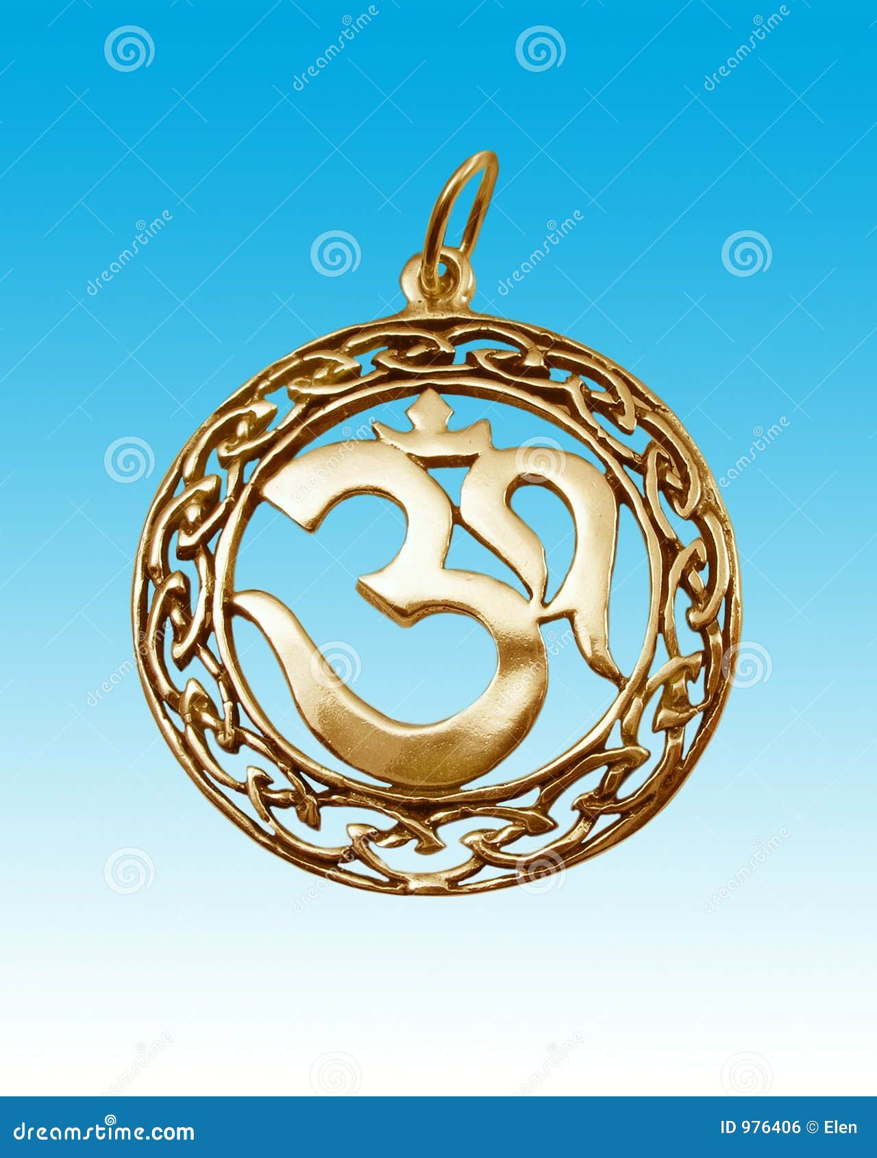 Gold Amulet on Heavens Background. Stock Photo - Image of accessories ...