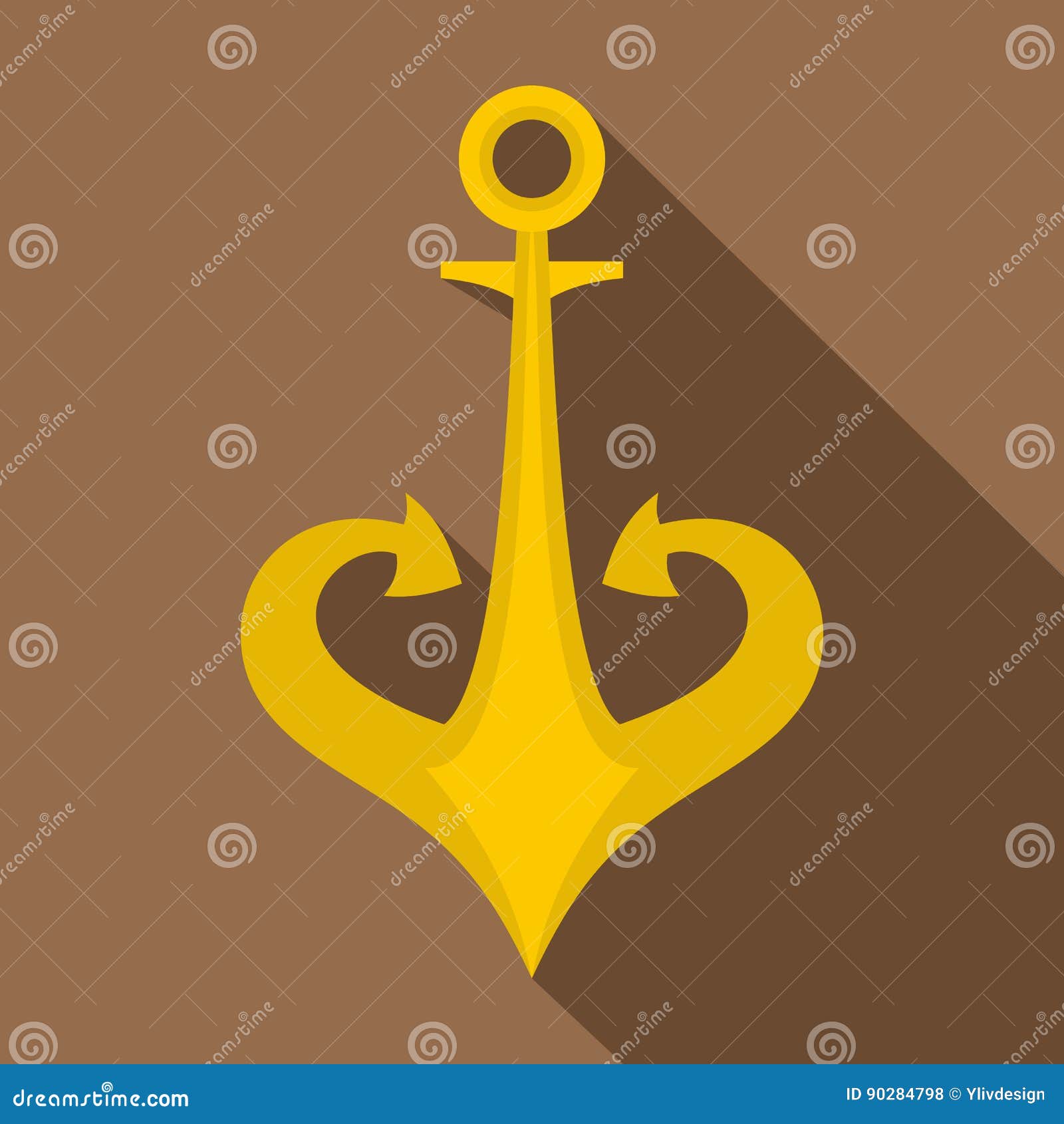 Gold Anchor Icon, Flat Style Stock Vector - Illustration of shipping ...
