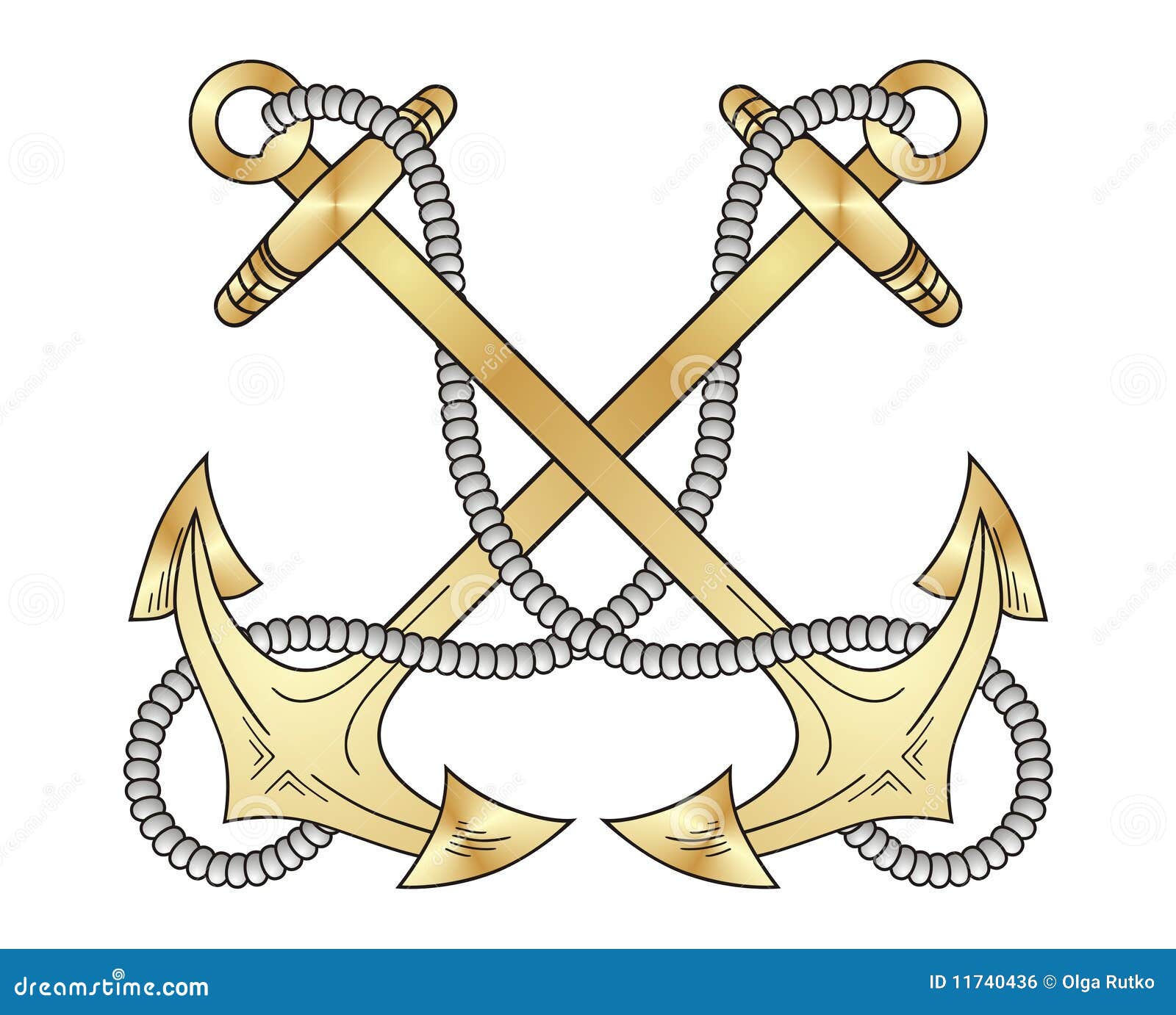 Gold anchors stock vector. Illustration of emblem, engraving - 11740436