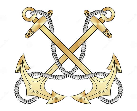 Gold anchors stock vector. Illustration of emblem, engraving - 11740436