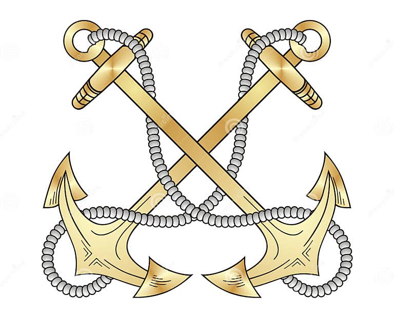 Gold anchors stock vector. Illustration of emblem, engraving - 11740436