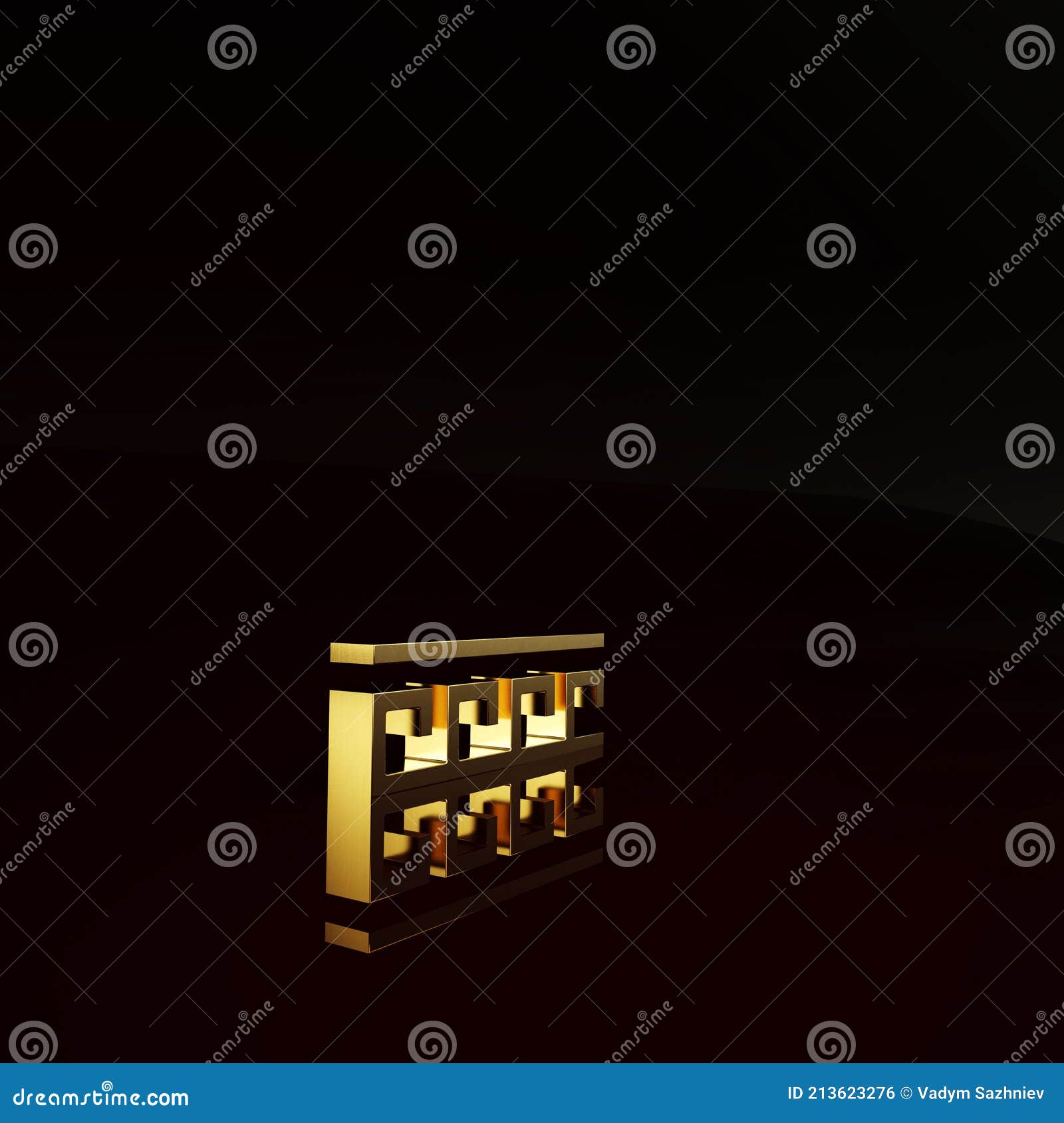 Gold Ancient Greek Pattern Icon Isolated on Brown Background ...