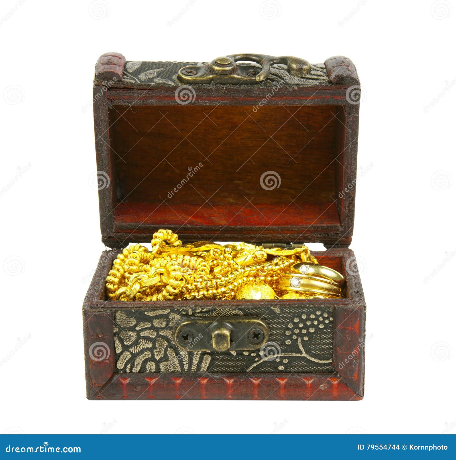 Gold in Ancient Treasure Chest Stock Photo - Image of antique ...