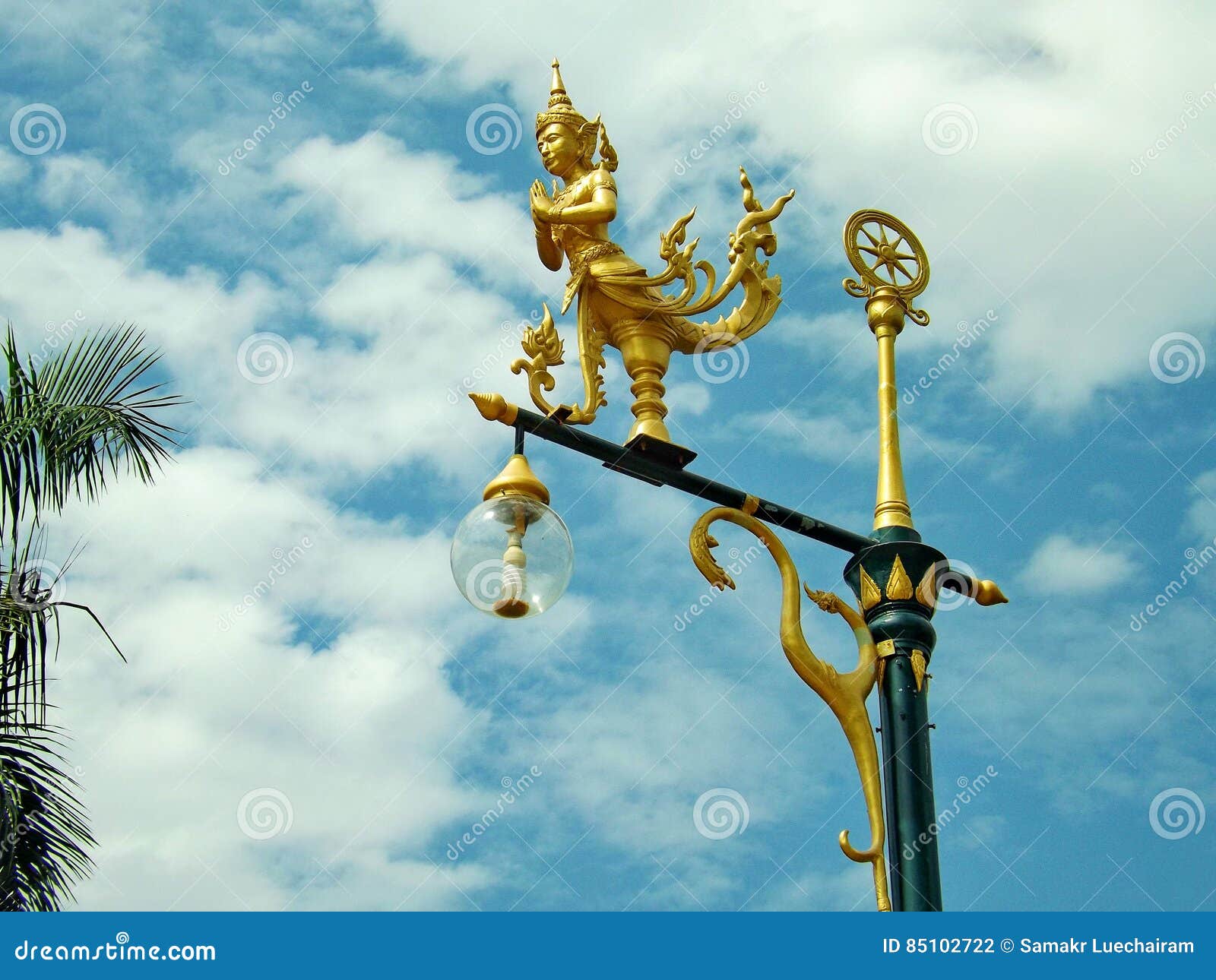 Gold angel on pole stock photo. Image of outdoor, lamp - 85102722