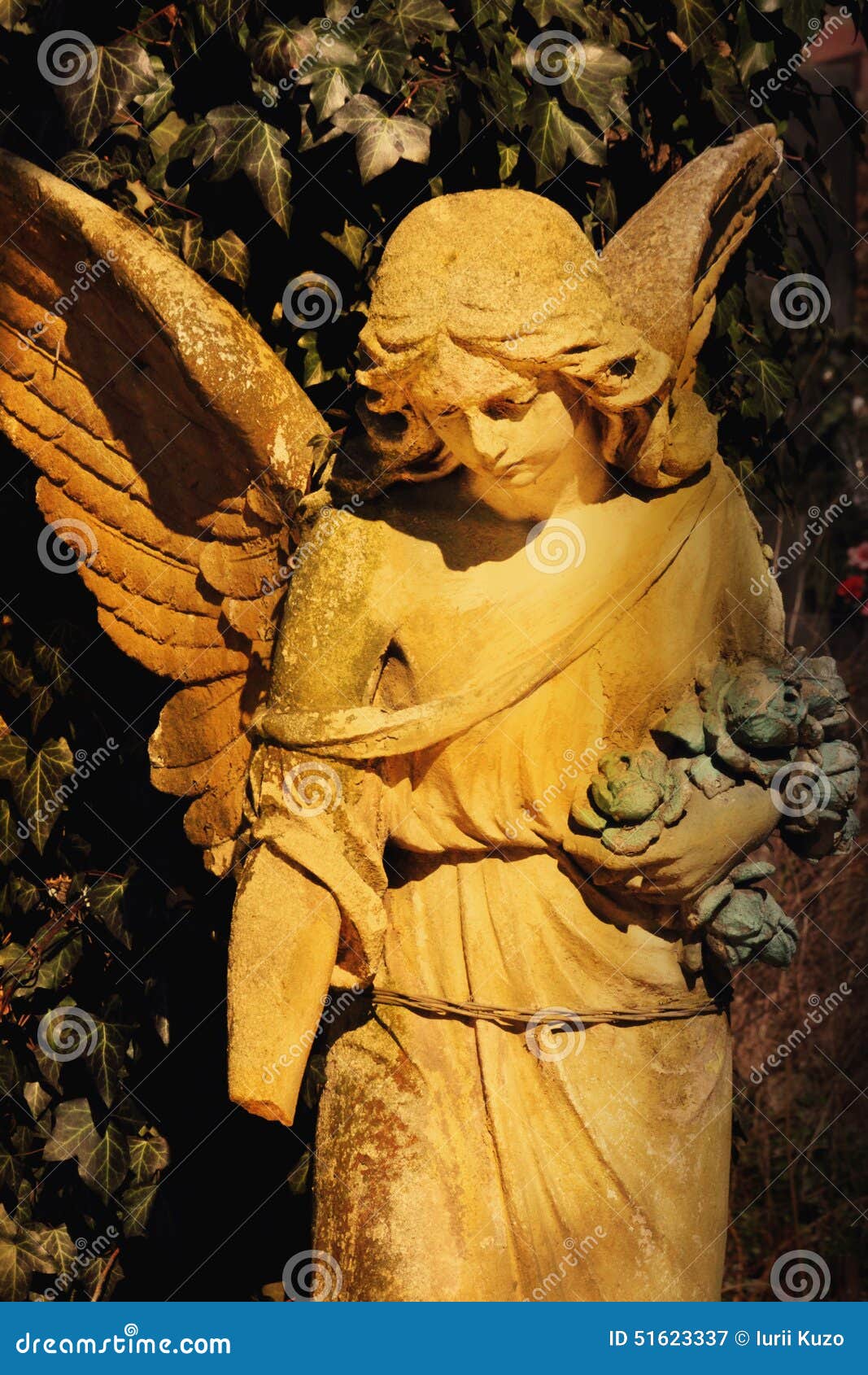 Gold Angel in the Sunlight (antique Statue) Stock Image - Image of ...
