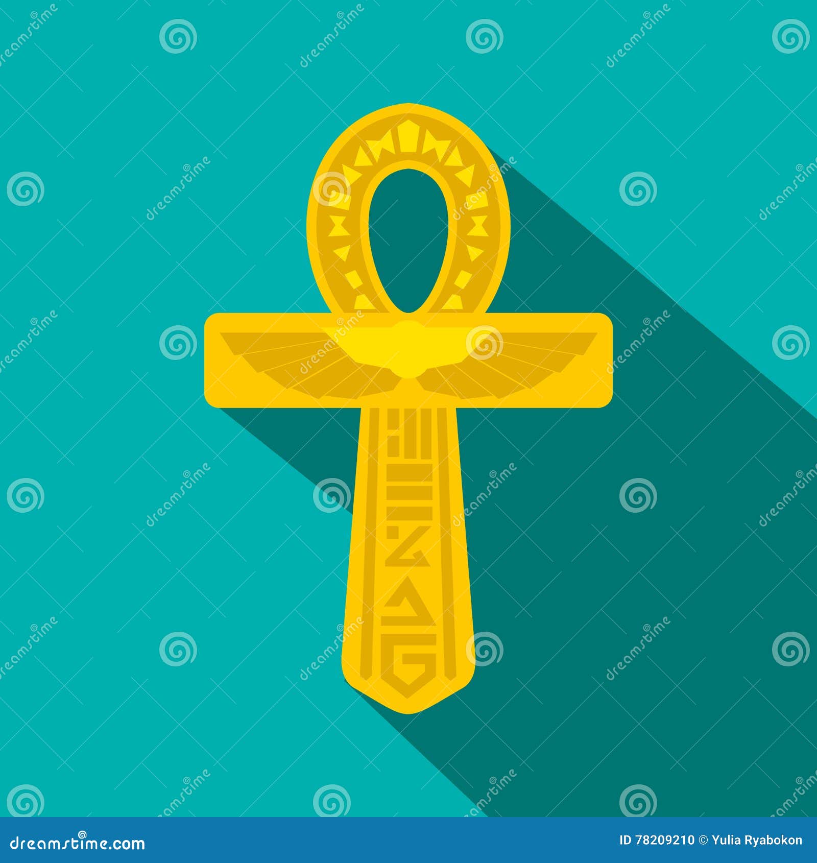 Gold Ankh With Wings Vector Illustration | CartoonDealer.com #78177372