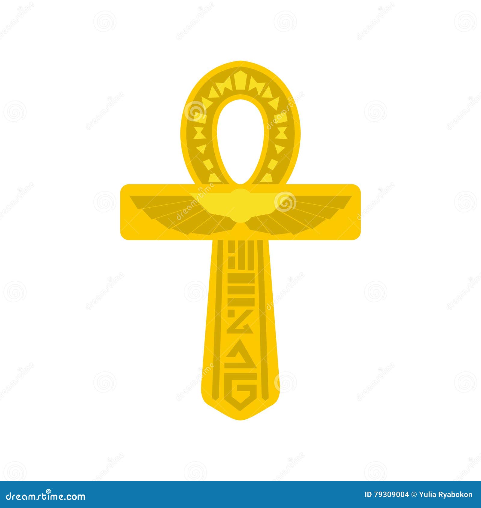 Gold Ankh With Wings Vector Illustration | CartoonDealer.com #78177372