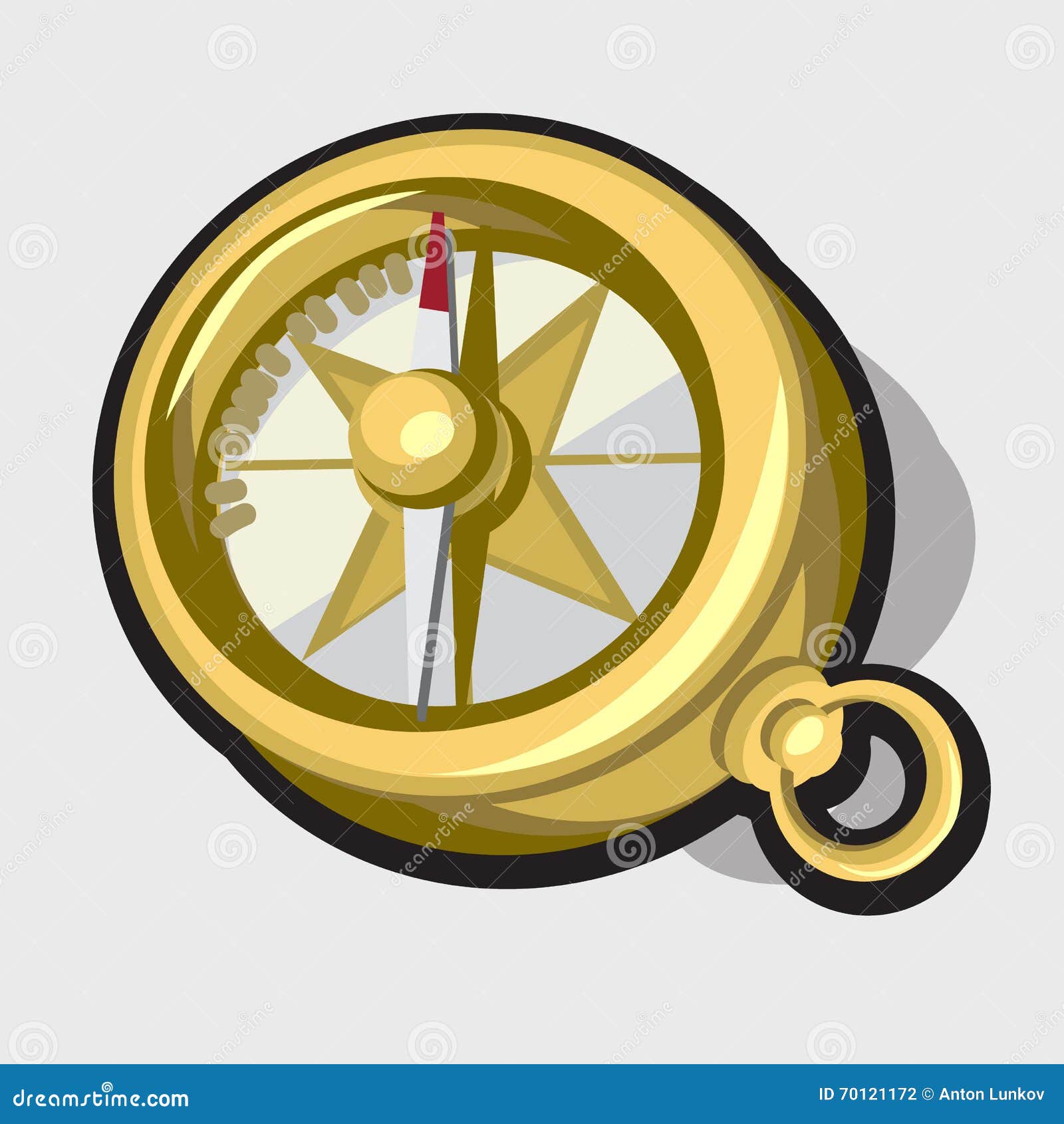 Gold Antique Compass, Vector Illustration Stock Vector - Illustration ...