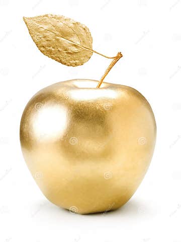 Gold apple. stock image. Image of goldish, rich, bright - 24013123