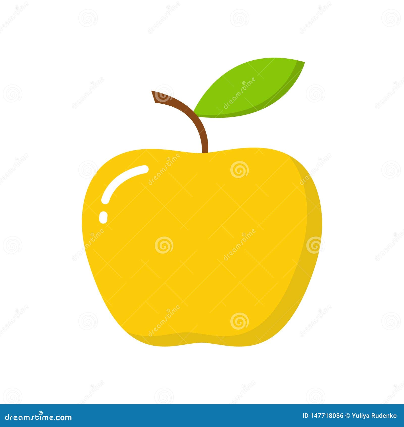 Gold Apple Icon. Flat Illustration of Gold Apple Vector Icon for Web ...