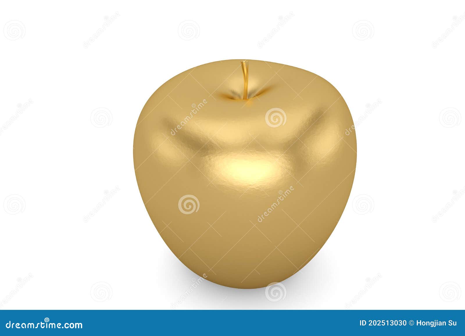 Gold Apple Isolated on White Background. 3D Illustration Stock ...