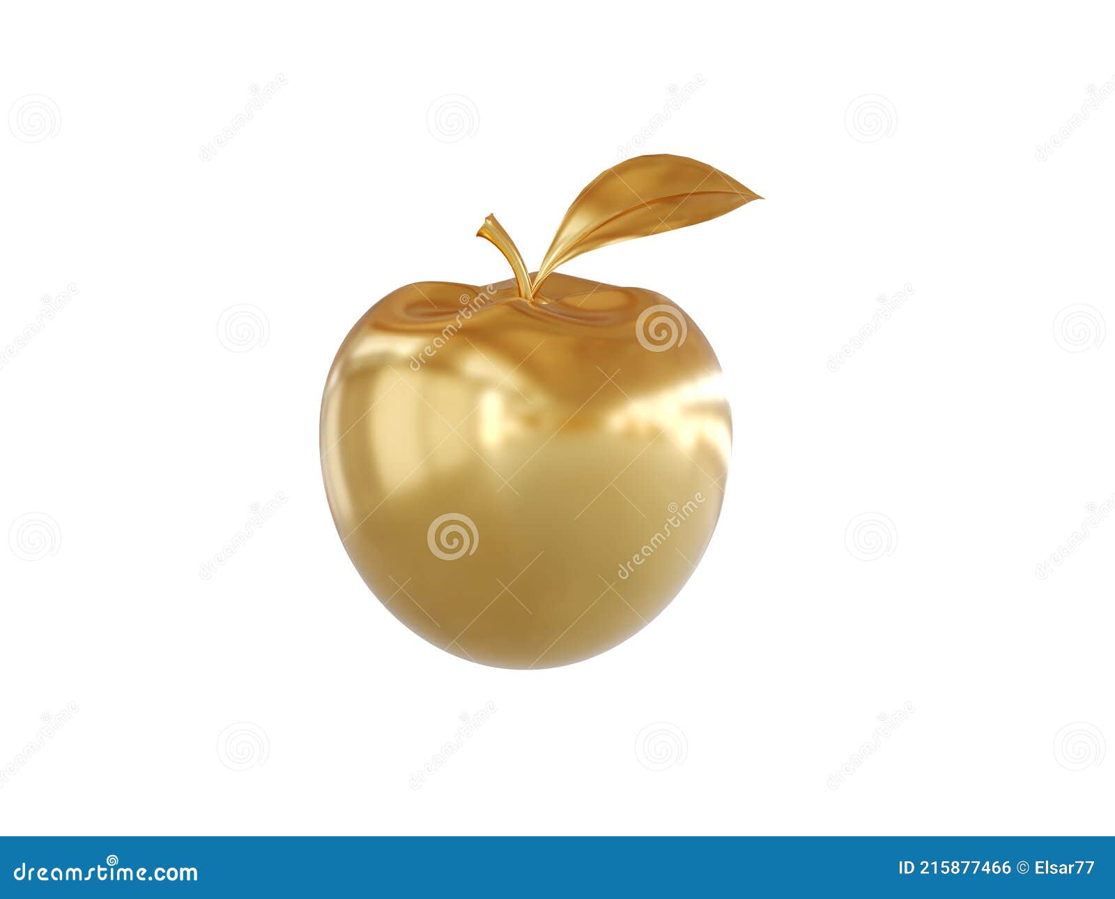 The Gold Apple is Isolated on a White Background. 3d Render Stock ...