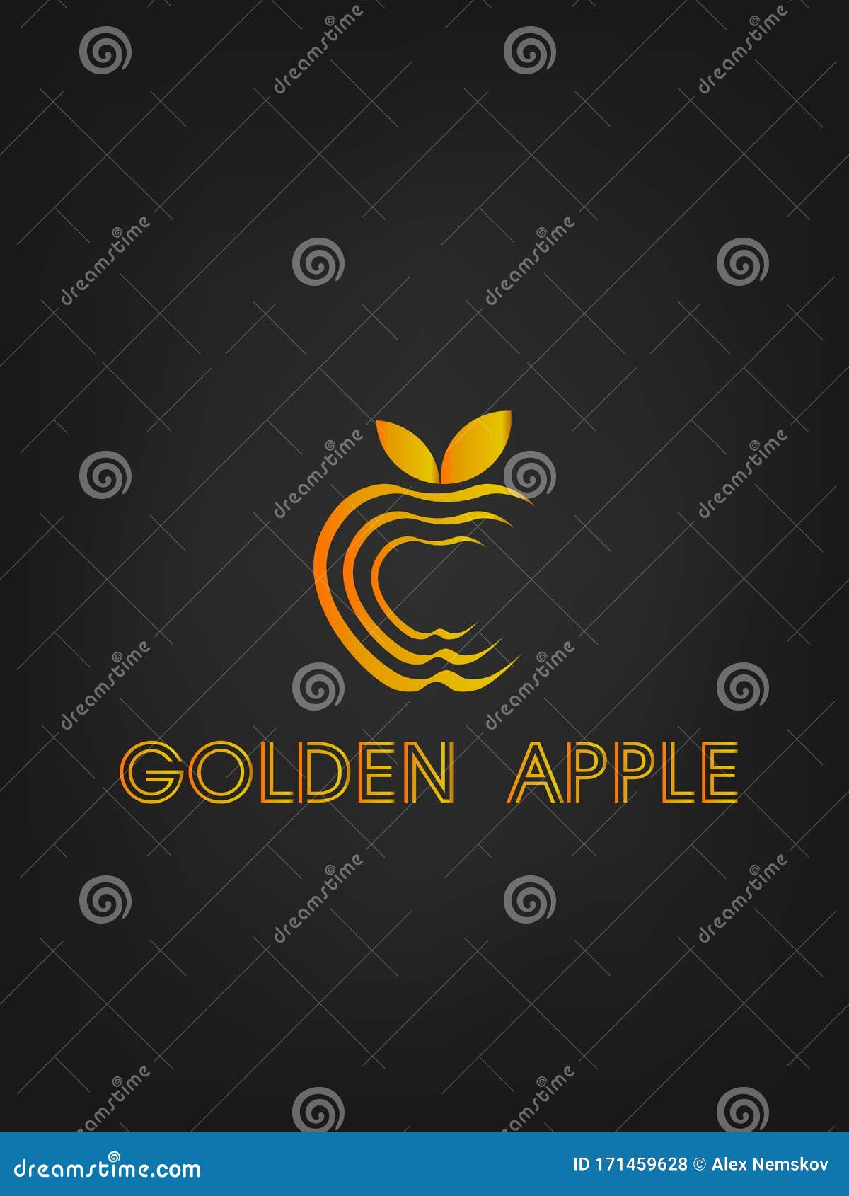 Gold Apple Logo on Black Background Stock Illustration - Illustration ...