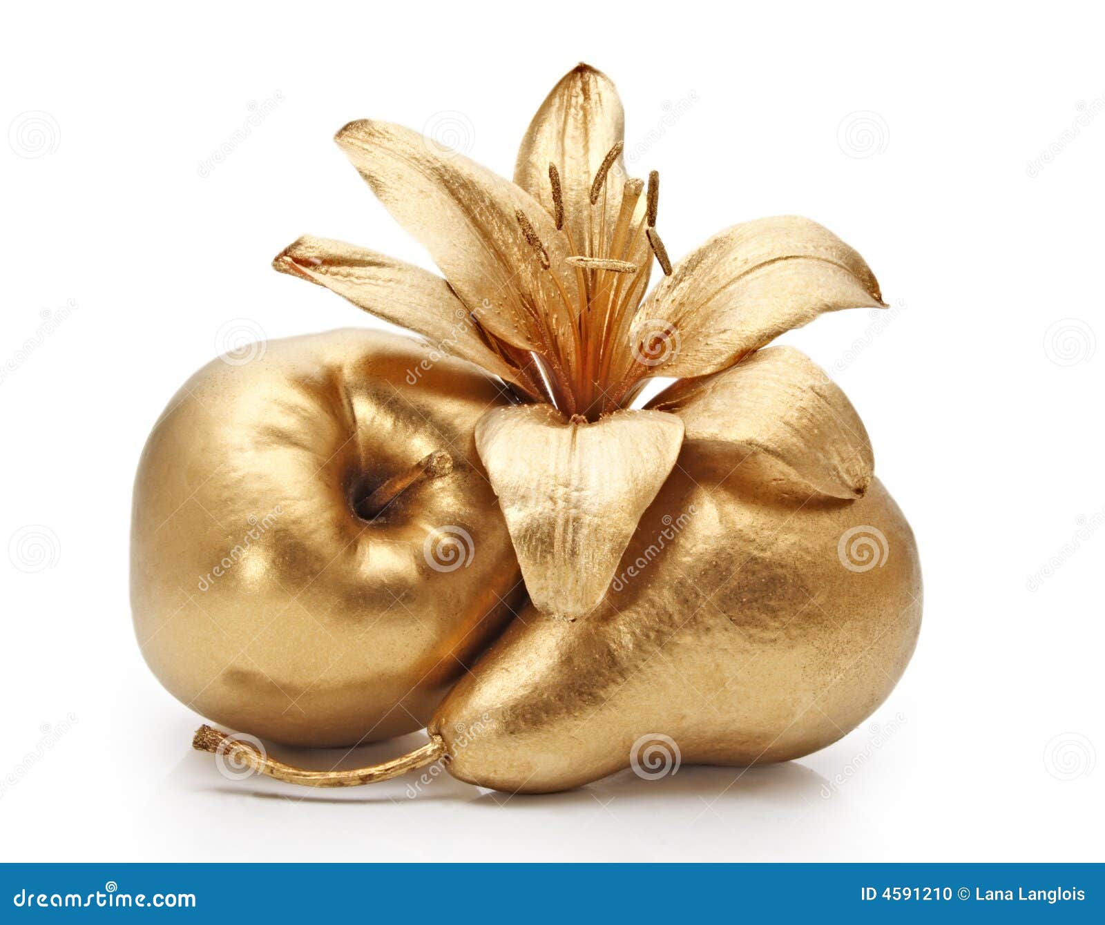 Gold Apple, Pear and Flower Stock Photo - Image of three, bright: 4591210