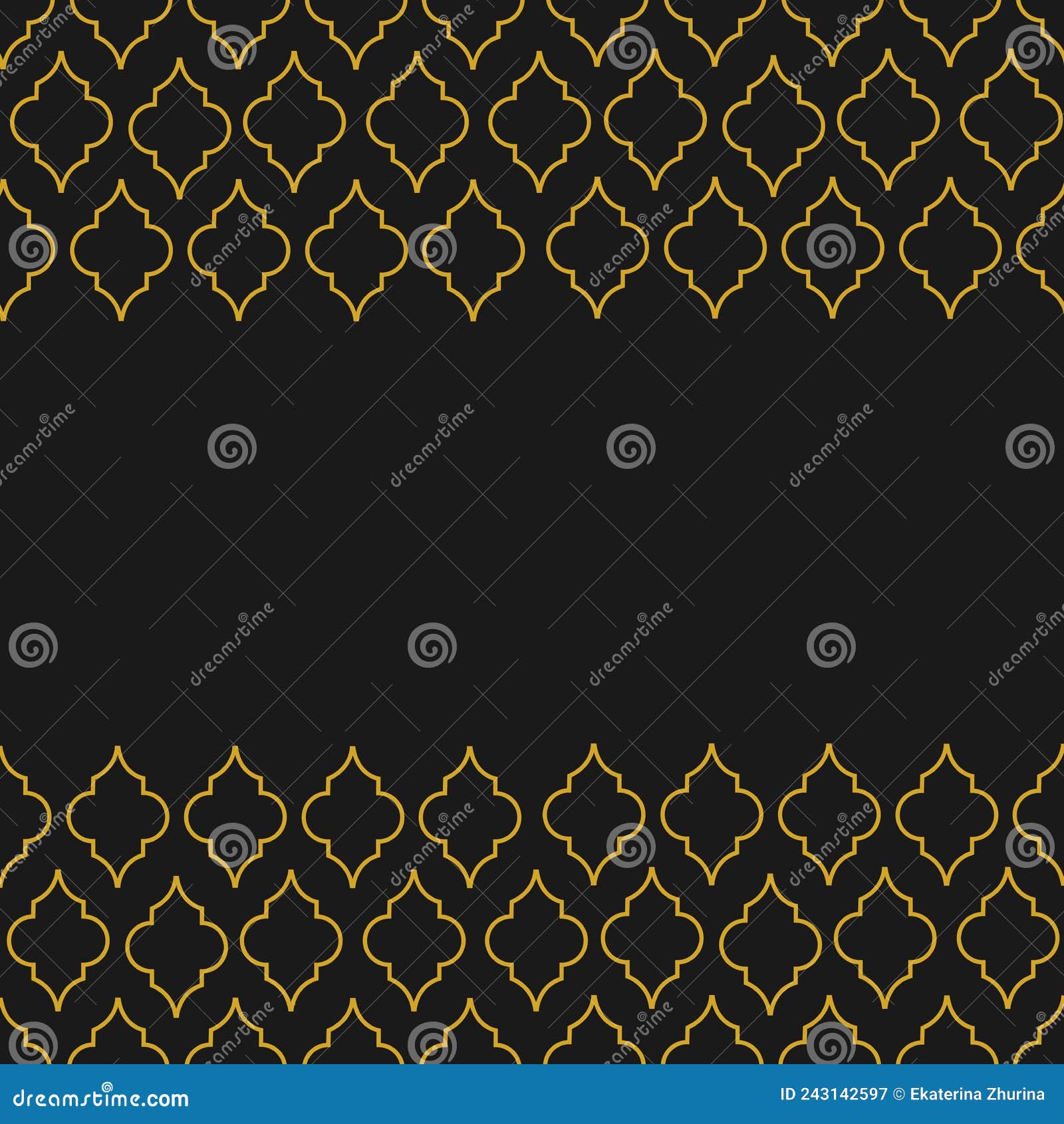 Gold Arabic Pattern Ornament on Black Background Stock Vector ...