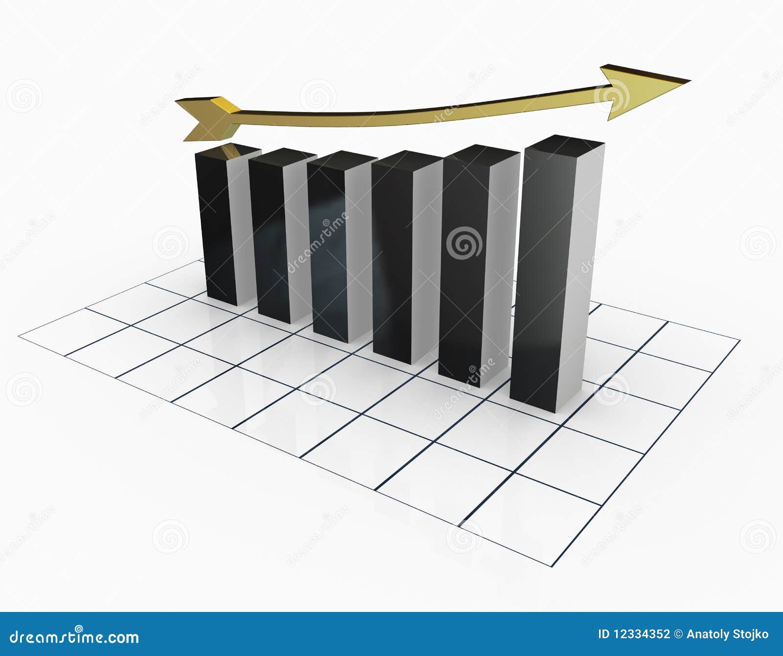 Gold Arrow and Columns on Mirrow Stock Illustration - Illustration of ...