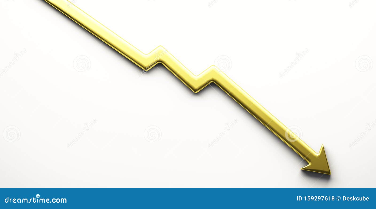 Finance Decrease Gold Arrow. 3D Render Illustration Stock Illustration - Illustration of ...