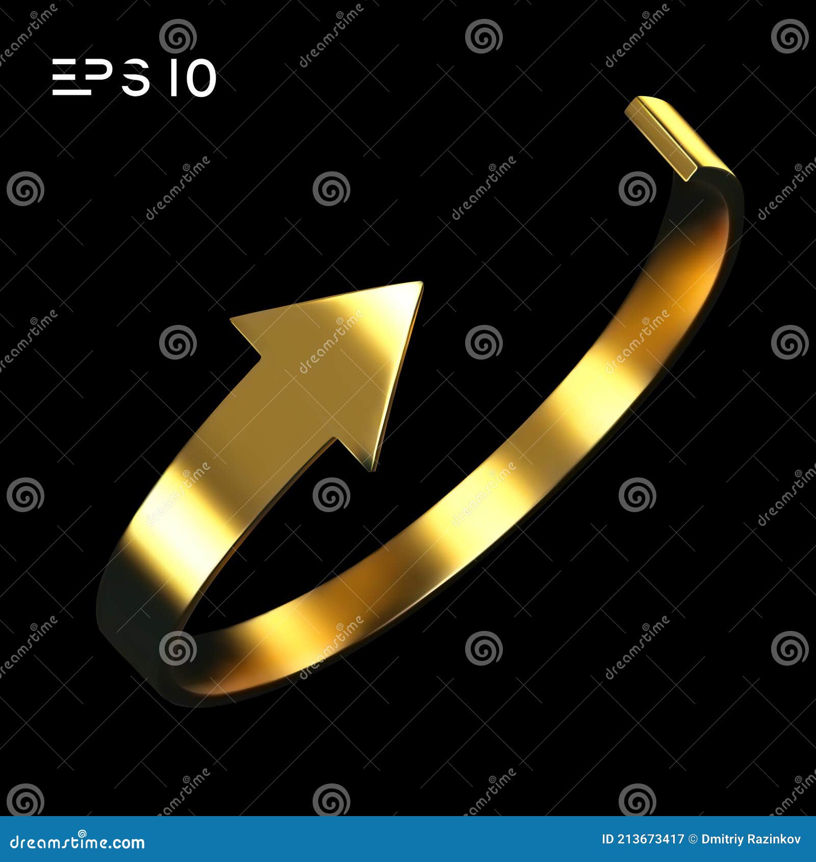 Gold Arrow Spin Isolated on Black Background. Vector Arrow Button ...