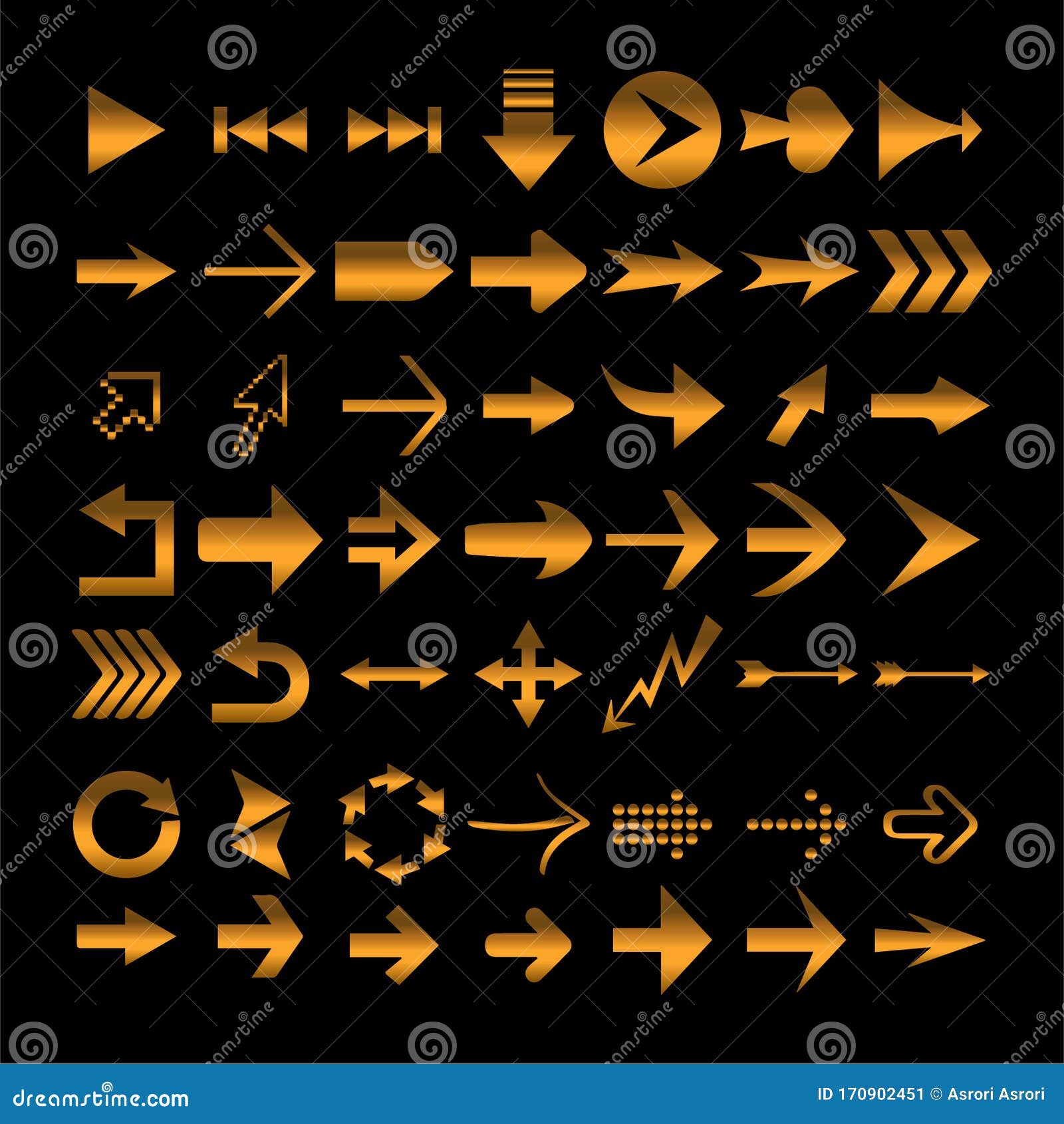 Gold arrow Vector Shape. stock vector. Illustration of graphic - 170902451