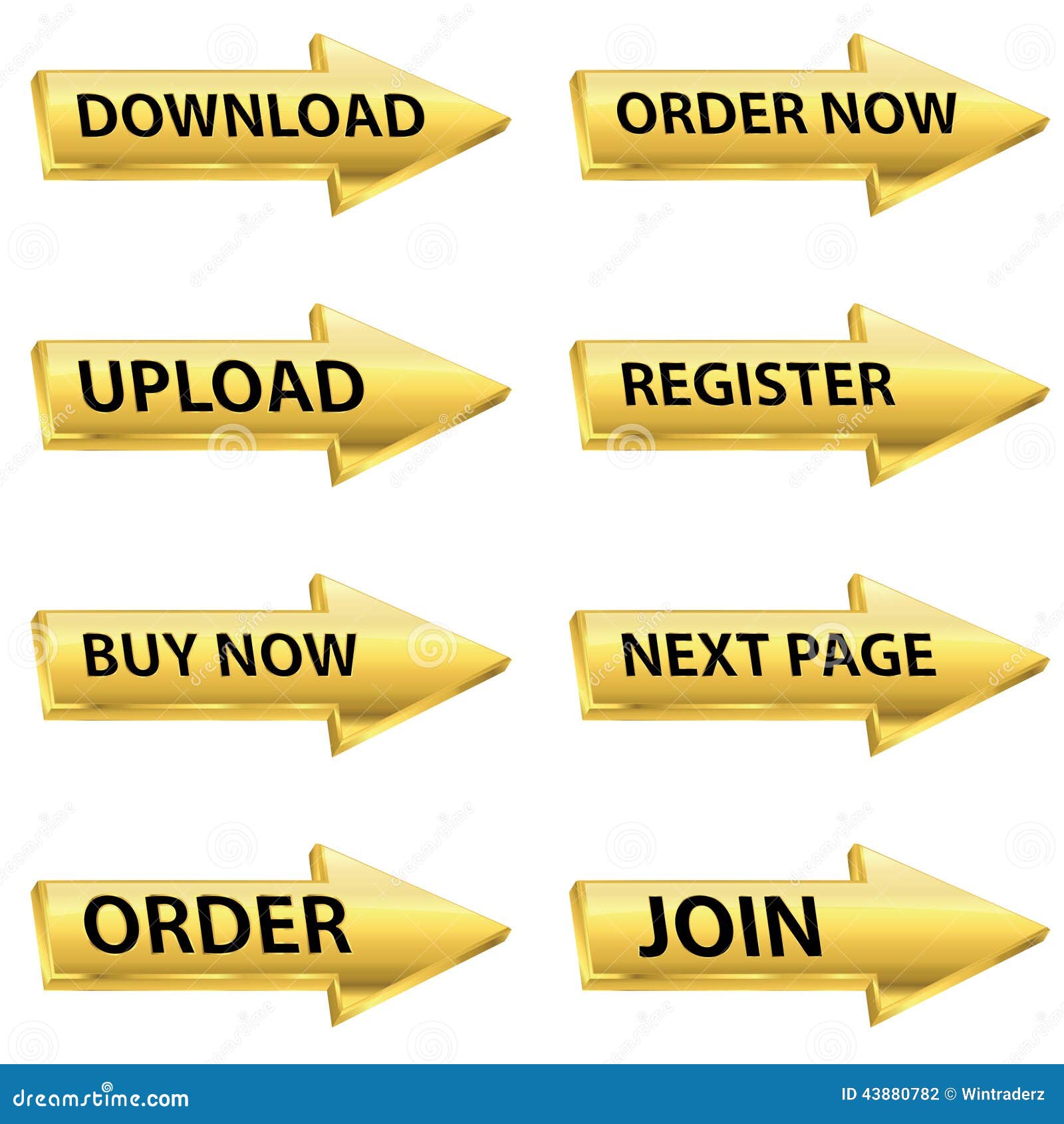 Gold Arrow Web Button Set stock vector. Illustration of arrow - 43880782