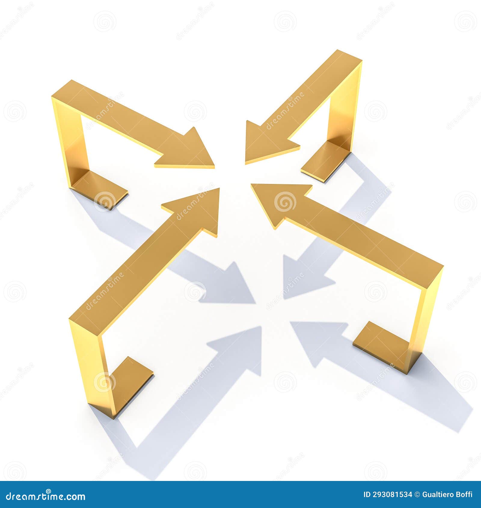 Gold Arrows Converging with Visible Shadows Stock Illustration - Illustration of arrows, point ...