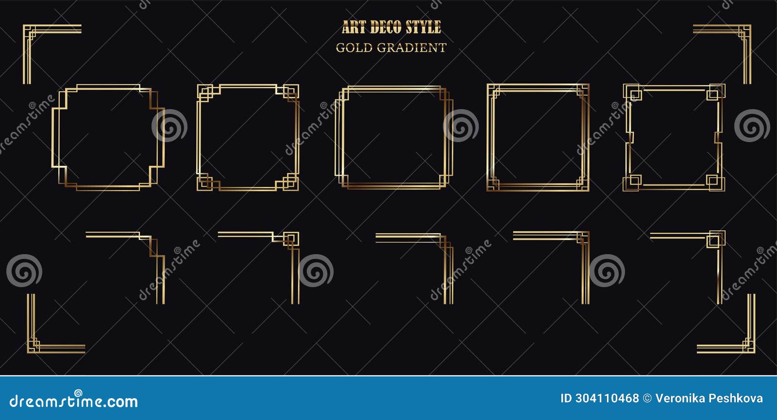 Vector Gold Art Deco Style Frame and Corners. Stock Illustration ...