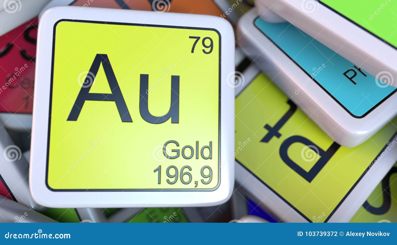 Gold Au Block on the Pile of Periodic Table of the Chemical Elements ...