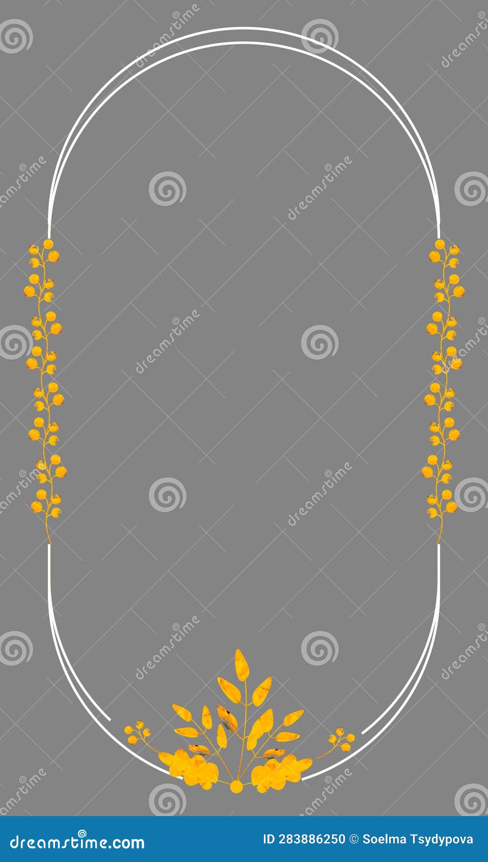 Gold Autumn Leaves Background. Oval Frame for Text with Luxury Design ...