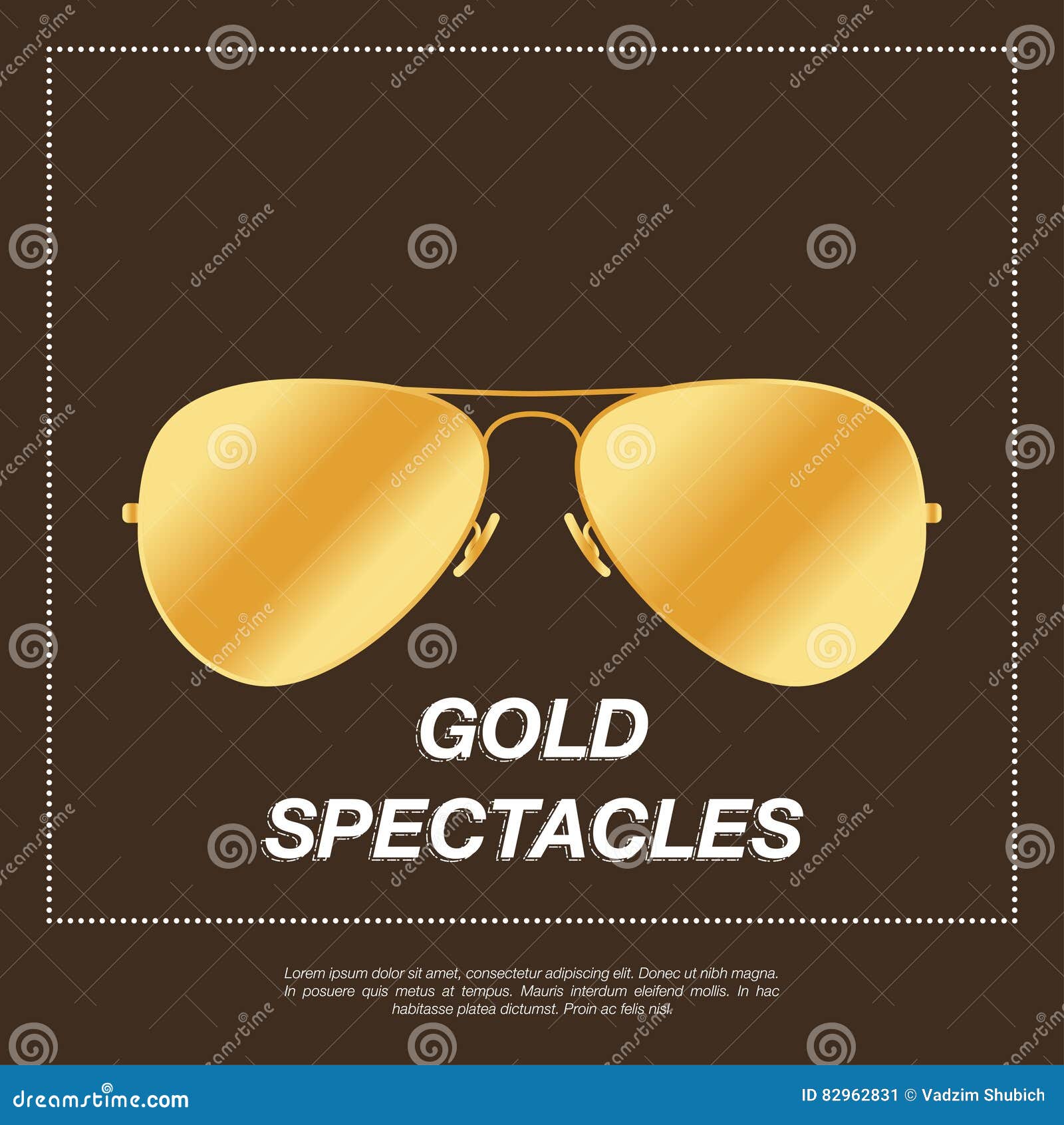 Gold Aviator Sunglasses with Gold Frame Stock Image - Image of ...