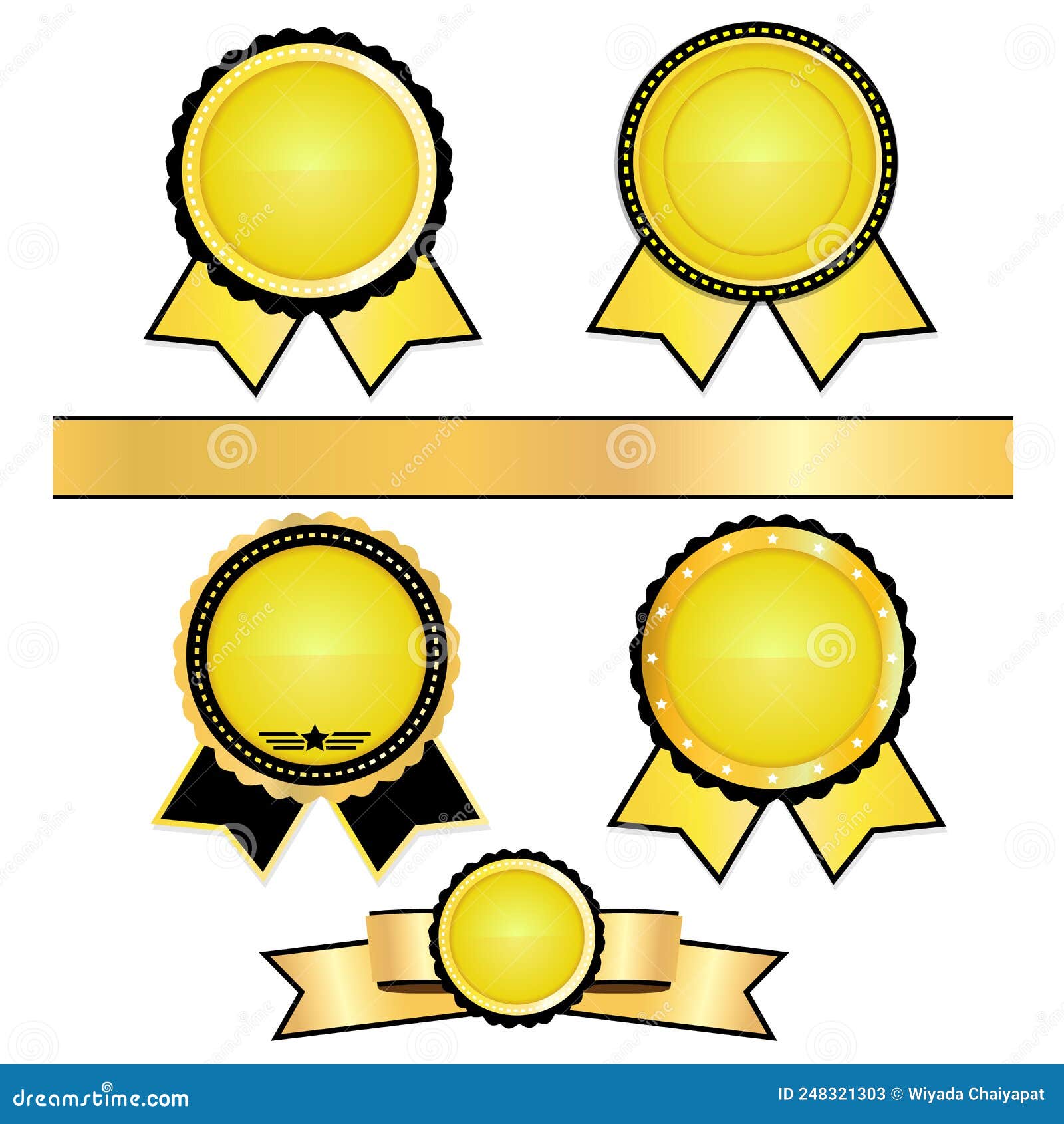 Gold Award Ribbon with Banner Ribbon Stock Illustration - Illustration ...