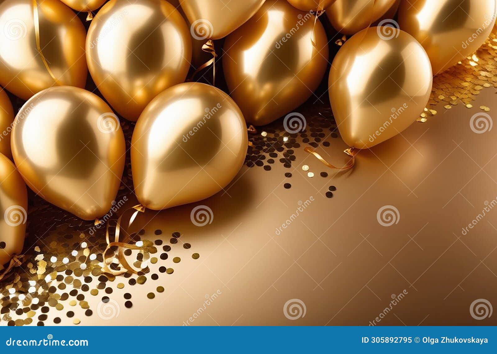Gold Background with Gold Balloons Stock Illustration - Illustration of ...
