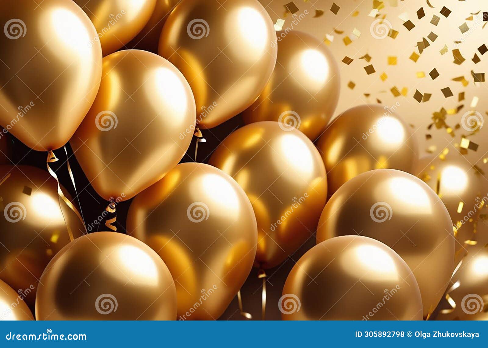 Gold Background with Gold Balloons Stock Illustration - Illustration of ...