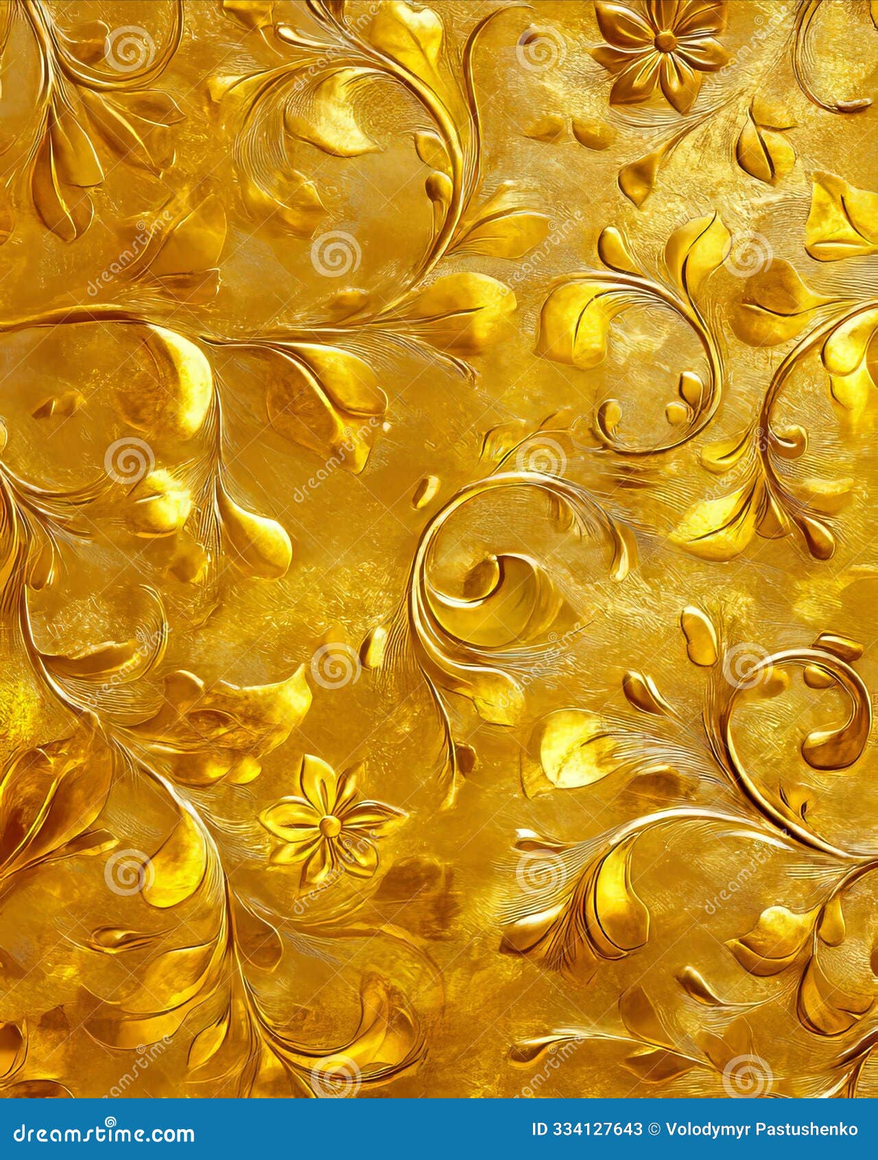 A Gold Background with a Floral Pattern on it Stock Image - Image of ...