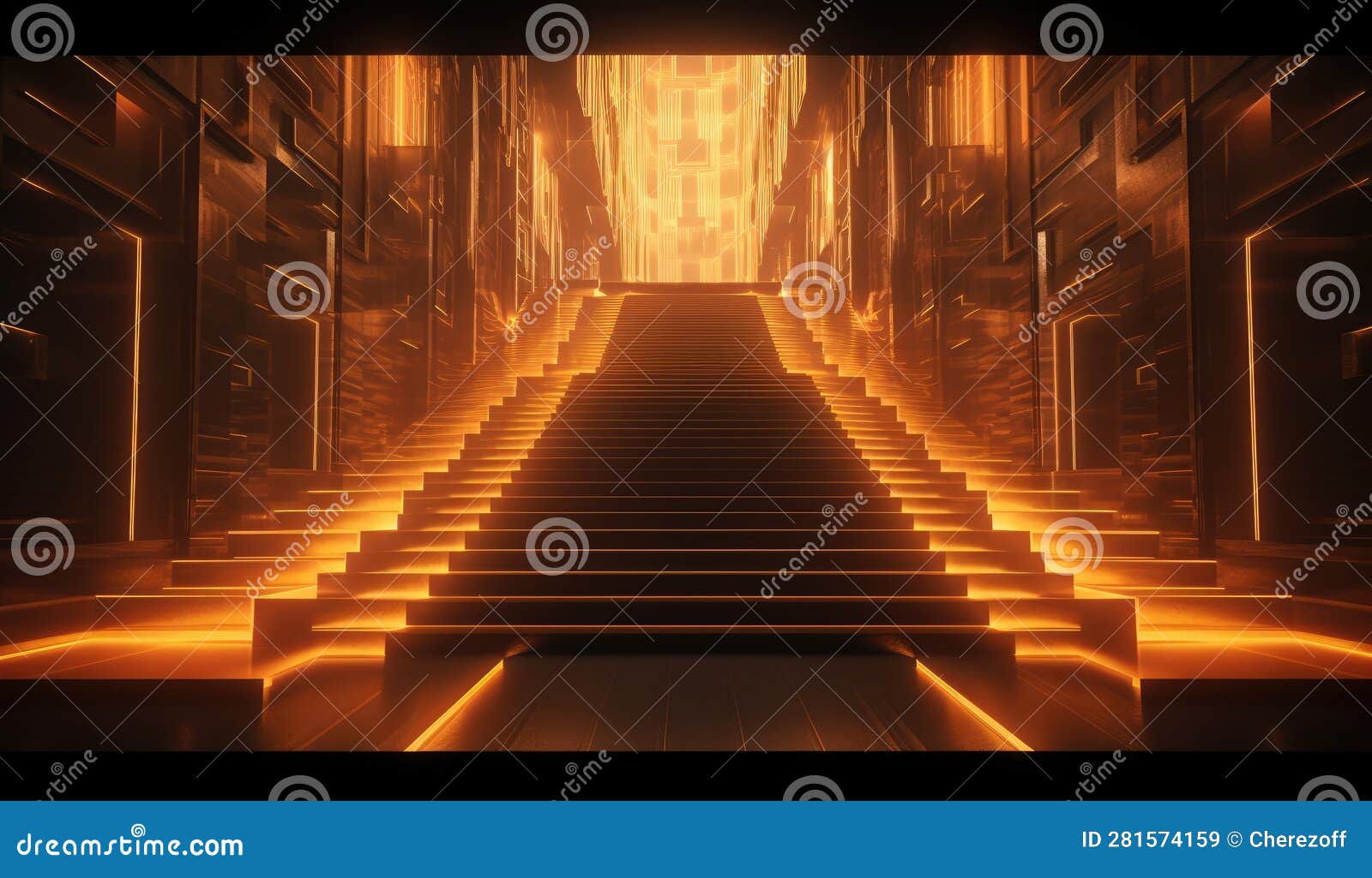 Gold Background with Stairs Stock Illustration - Illustration of space ...