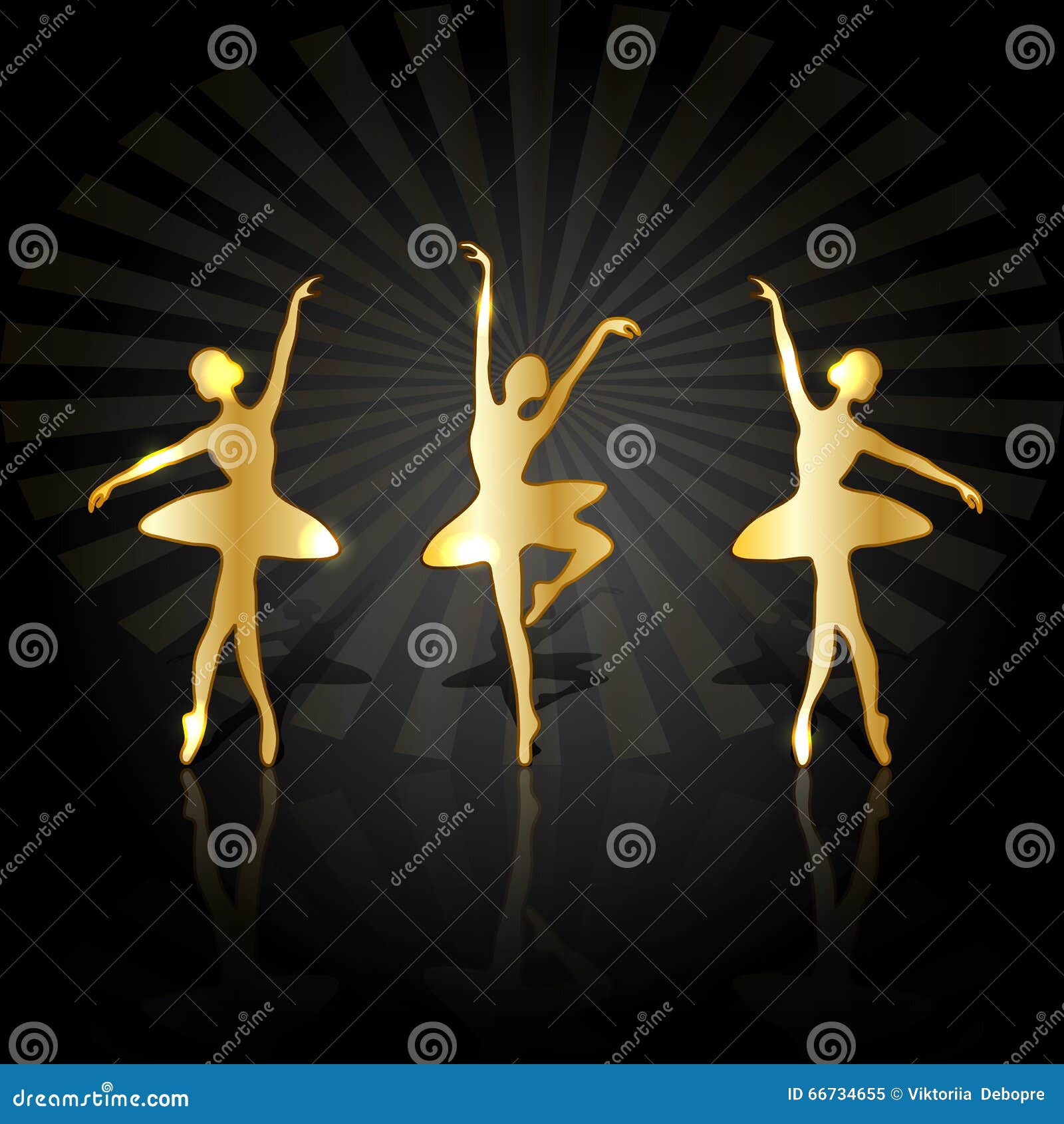 Gold Ballerinas Dancing on the Stage. Stock Vector - Illustration of ...