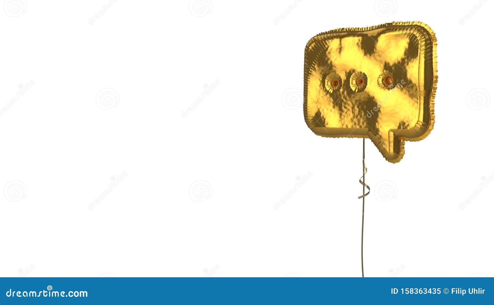 Gold Balloon Symbol of Rounded Chat Bubble on White Background Stock ...