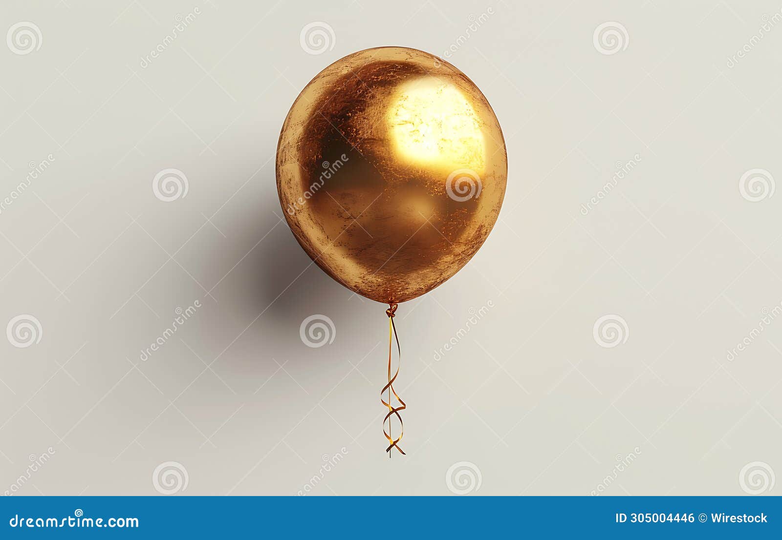 A Gold Balloon with Two String Strings Attached To it that Hangs from ...