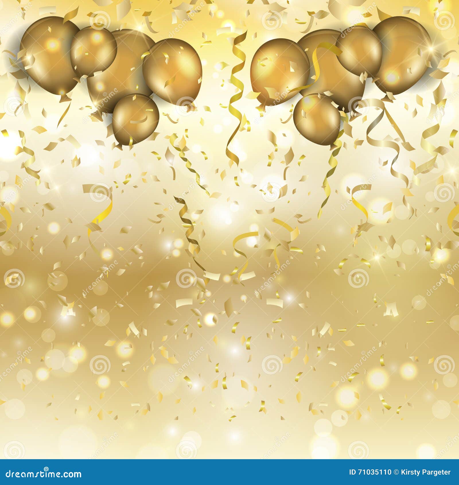 Gold Balloons and Confetti Background Stock Vector - Illustration of ...