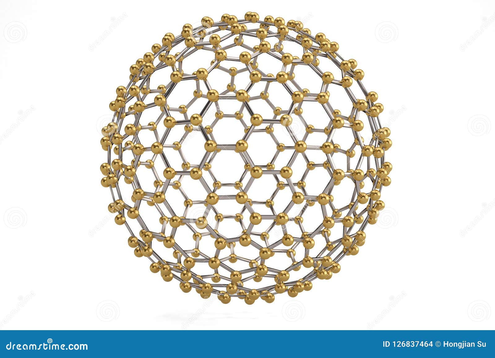 Gold Balls and the Molecules in the Circle Round Composition. 3D ...